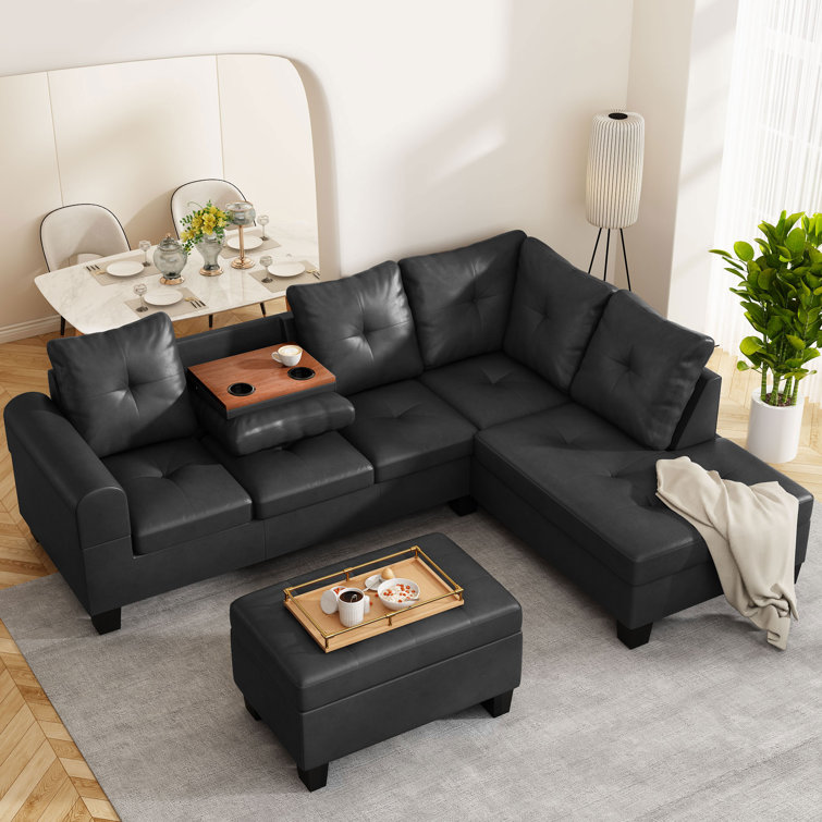 Ebern Designs Advita 3 - Piece Faux Leather Sectional | Wayfair